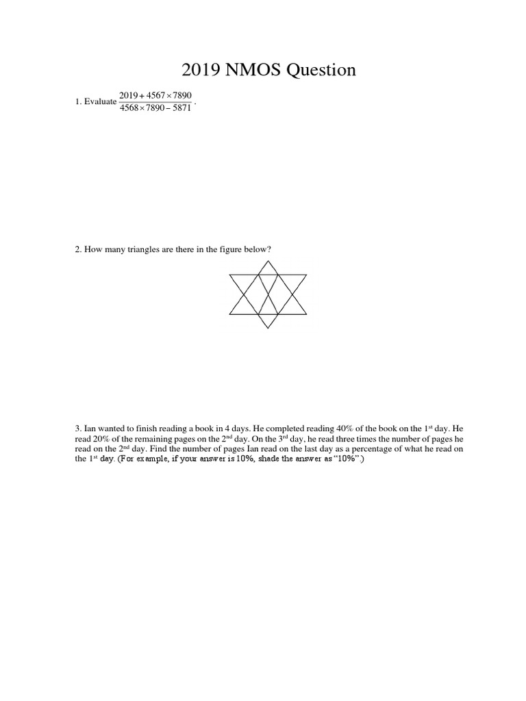 NMOS 2019 Preliminary Round | PDF | Angle | Speed
