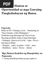 Hamon at Oportunidad Sa Mga Gawaing Pangkabuhayan NG Bansa | PDF