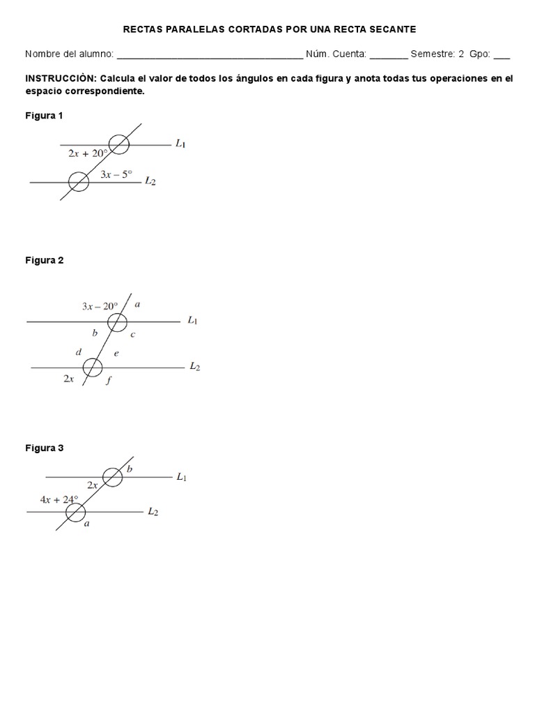 Tarea Rectas Paralelas Cortadas Por Una Secante | PDF