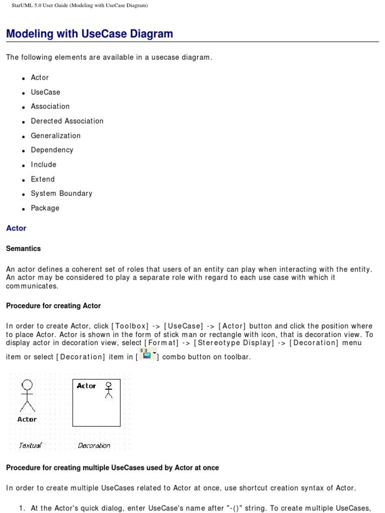 StarUML UseCase Diagram Guide | PDF | Use Case | Button (Computing)