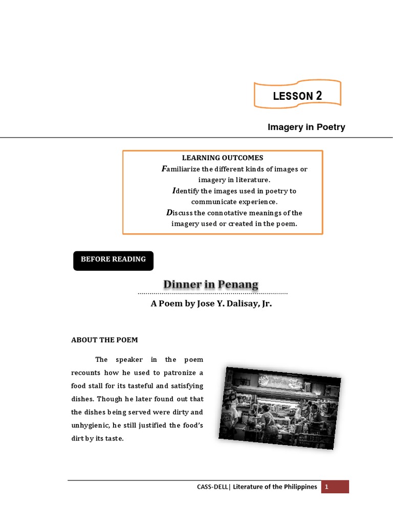 2 - Chapter I - Lesson 2 - Imagery in Poetry | PDF | Senses | Happiness