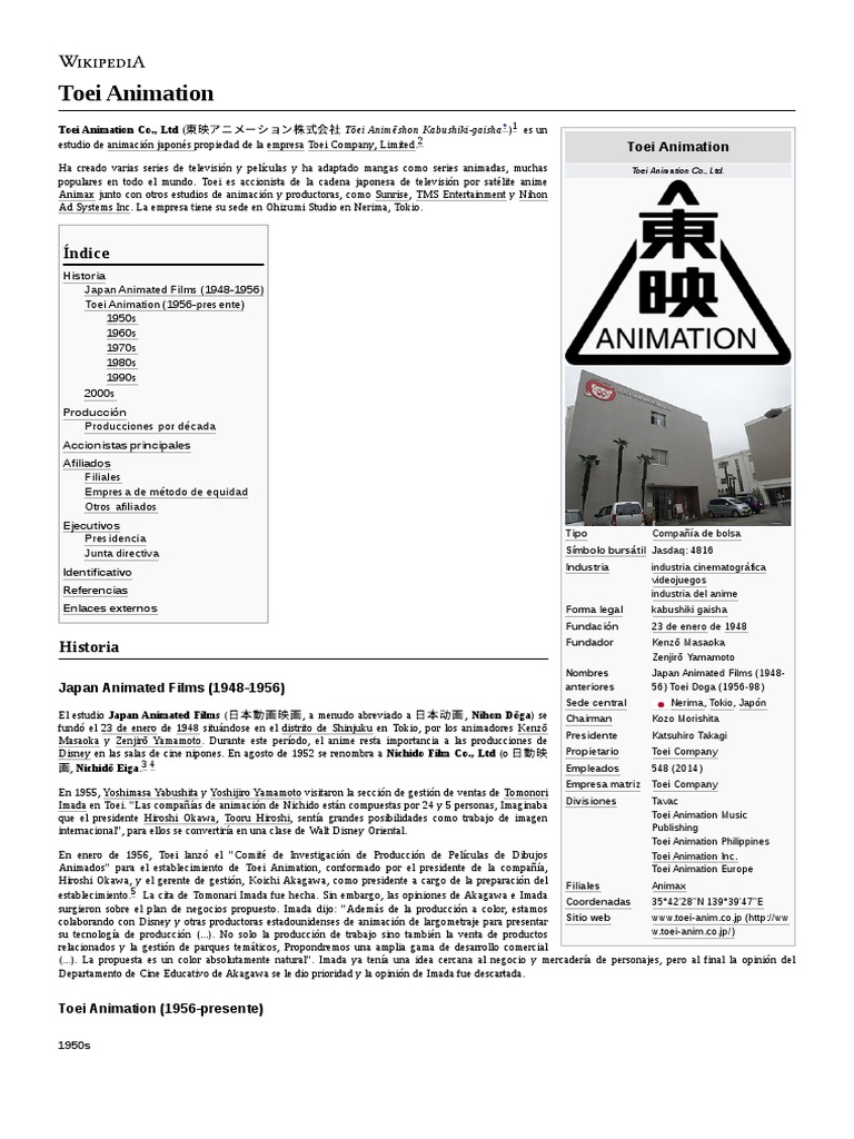 Toei Animation | PDF | Entretenimiento