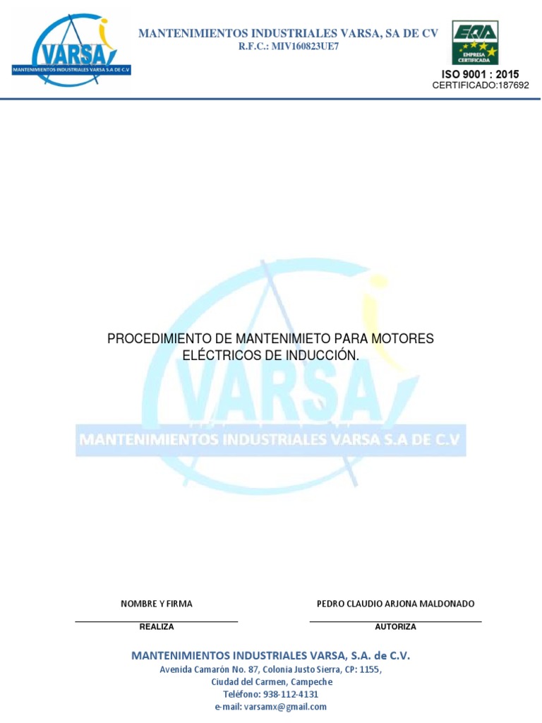 Procedimientoa Motor Varsa | PDF | Motor eléctrico | Electricidad
