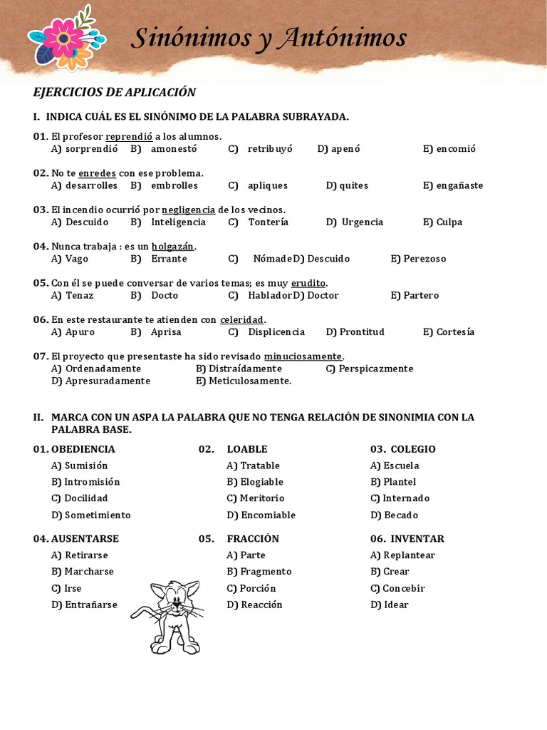 Sinonimos y Antonimos | PDF