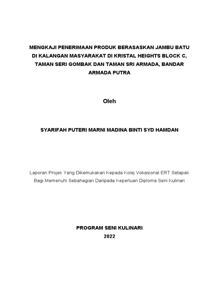 Penerimaan Guava Cereal di Gombak | PDF