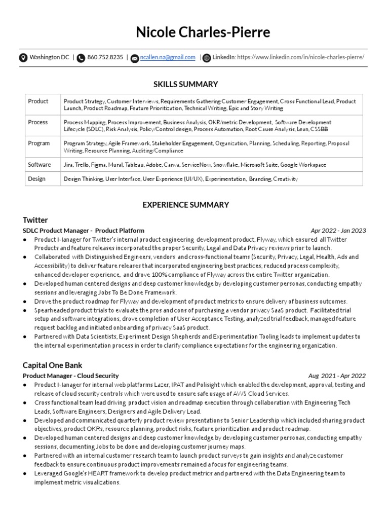 Nicole Charles-Pierre Resume 2022 V 1 | PDF | Cloud Computing | Software Development Process