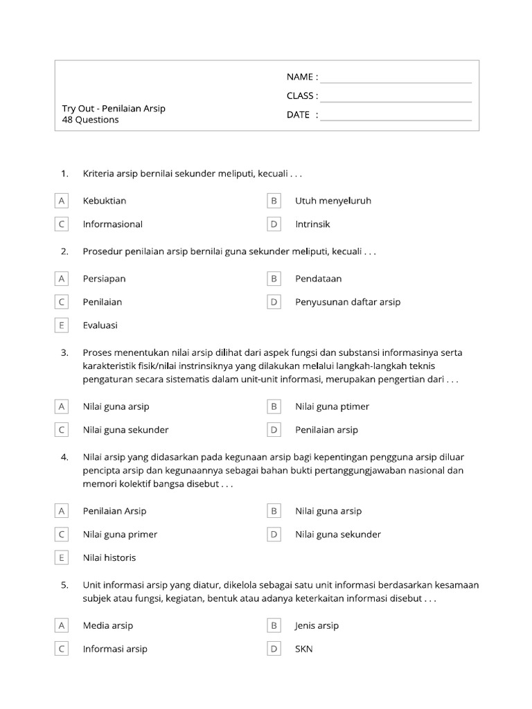 Try Out - Penilaian Arsip | PDF