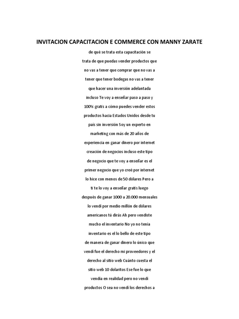 Invitacion Capacitacion e Commerce Con Manny Zarate | PDF | Comercio ...