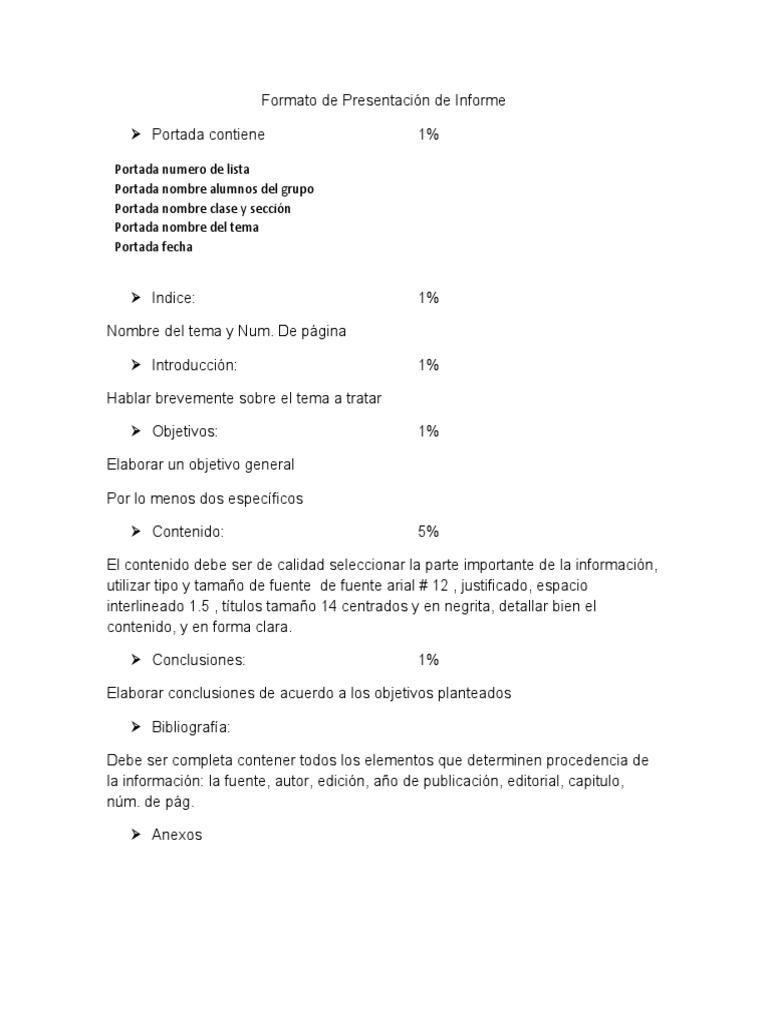 Formato de Presentación de Informe.. | PDF