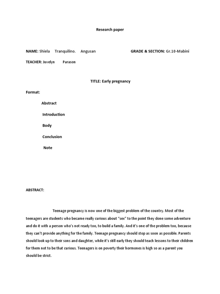 Research Paper EARLY PREGNANCY | Download Free PDF | Teenage Pregnancy ...