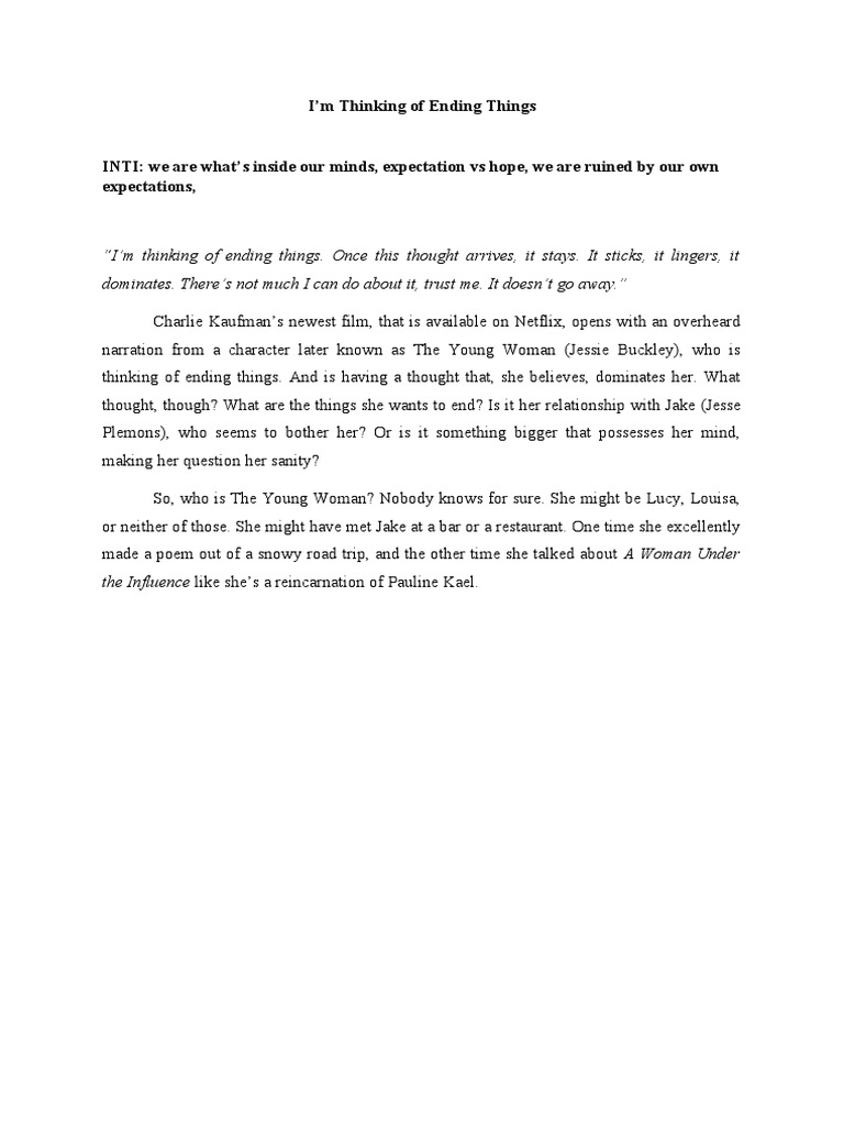 I'm Thinking of Ending Things | PDF