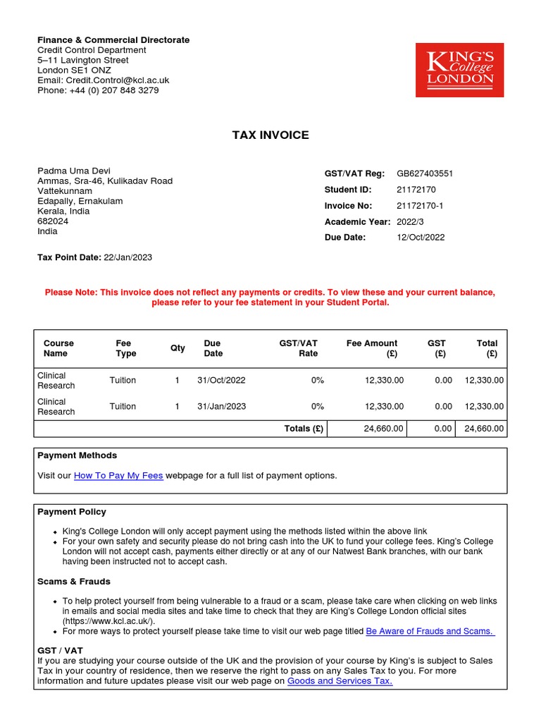 Tax Invoice: Finance & Commercial Directorate | PDF | Value Added Tax ...