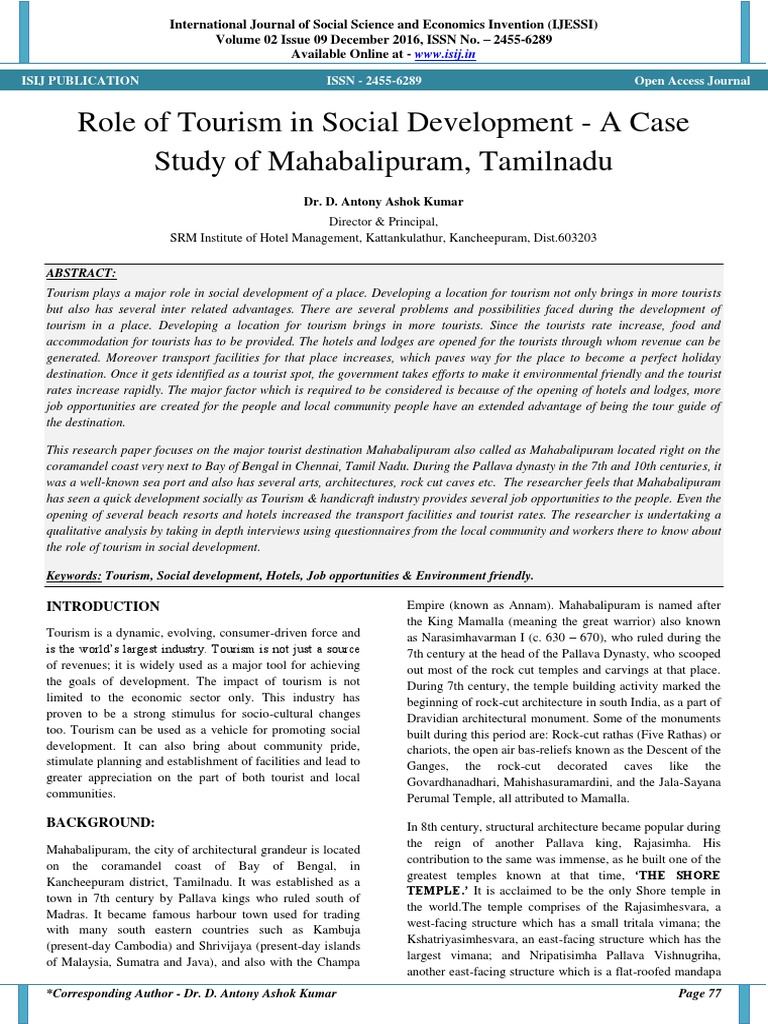 Tourism's Impact on Mahabalipuram | PDF | Tourism | Cost Of Living