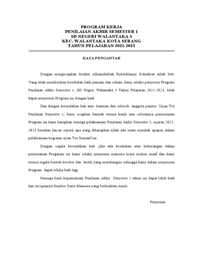 Program Uas Semester 1 | PDF