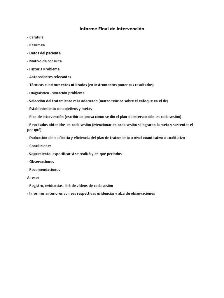 Material Complementario S16 s1 - Informe Final de Intervención UTP | PDF