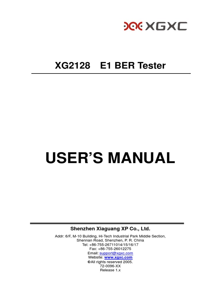 XG2128 E1 BER Tester User's Manual | PDF | Rechargeable Battery | Menu ...