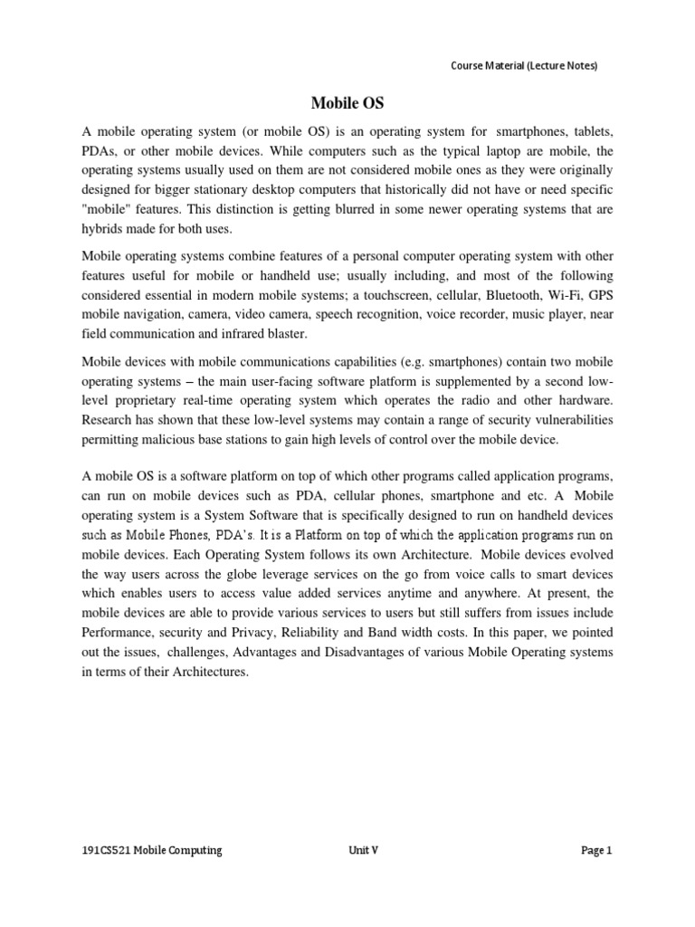 Unit-5 MC | PDF | Ios | Android (Operating System)