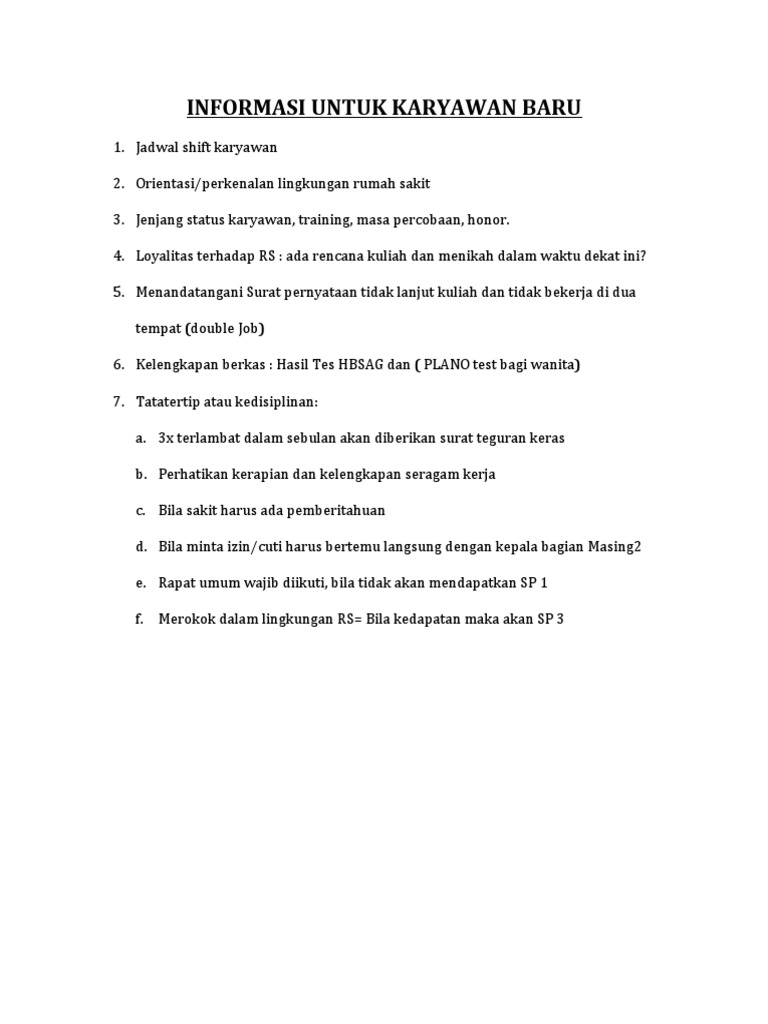 Informasi Untuk Karyawan B Aru | PDF | Kesehatan Holistik