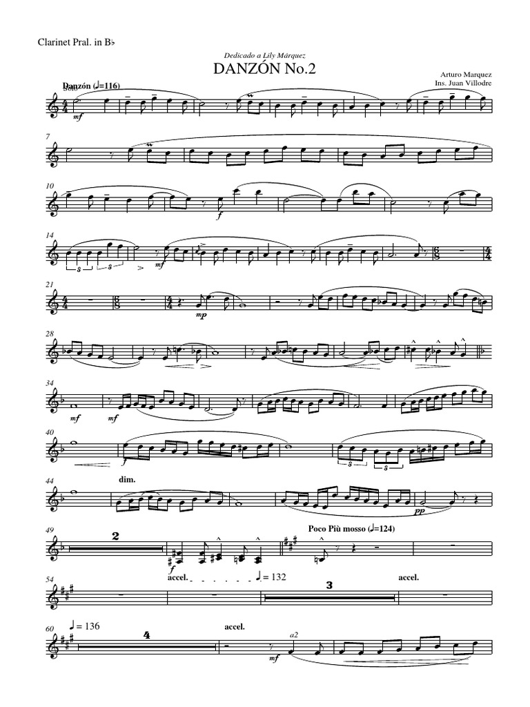 04-Danzon-No-2-Arturo-Marquez-Clarinete Pral. BB | PDF | Cuban Music ...