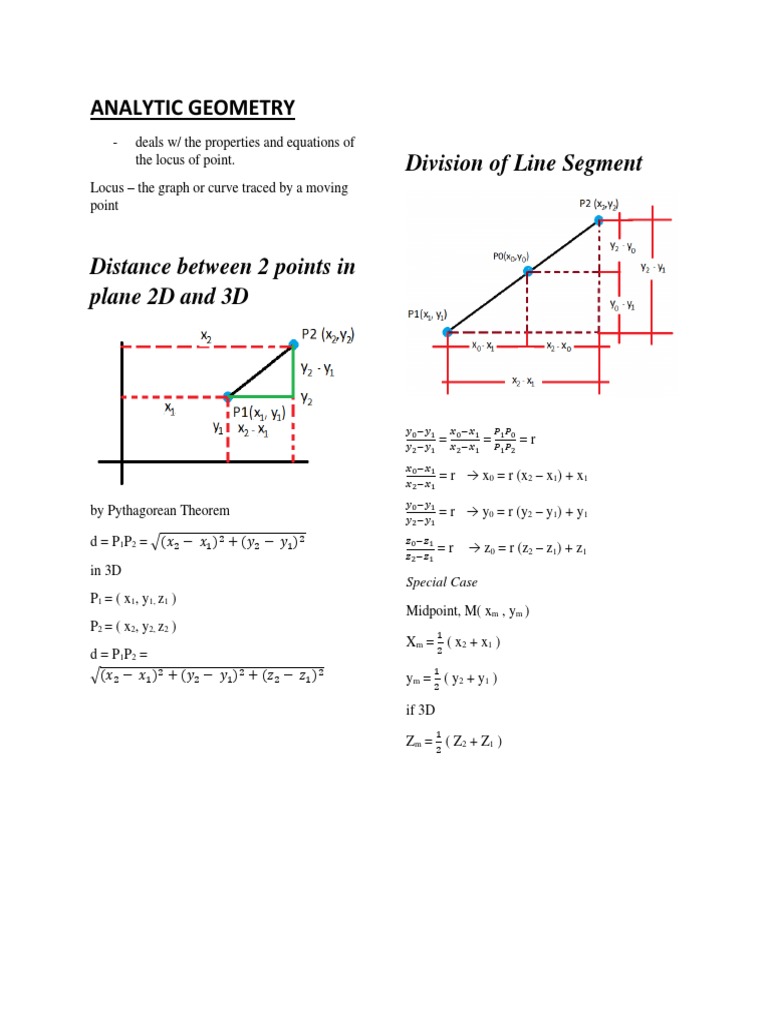 Analytic Geometry Formulas | PDF | Elementary Geometry | Manifold