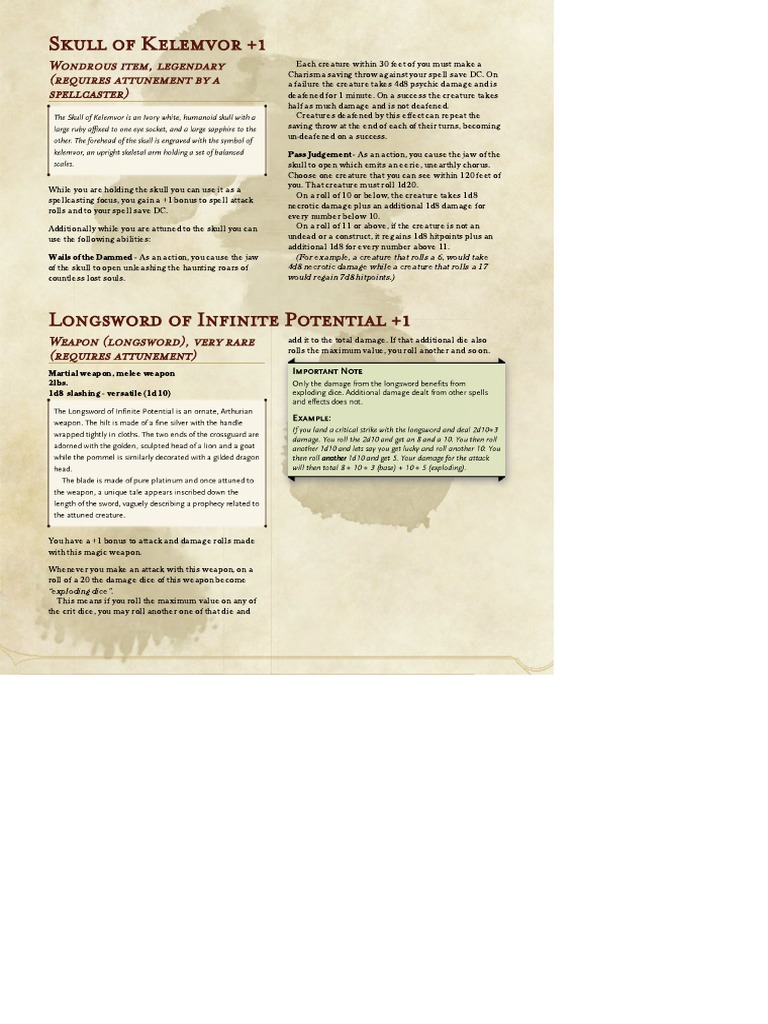 Skull of Kelemvor +1 - The Homebrewery | PDF | Gaming | Role Playing Games