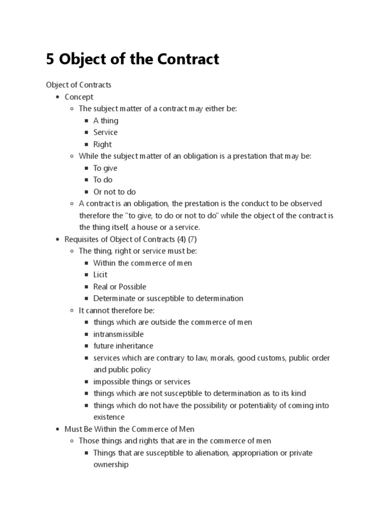 5 Object of The Contract | PDF | Property | Ownership
