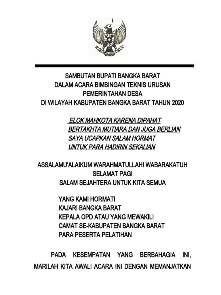 Sambutan Bimtek BPD | PDF