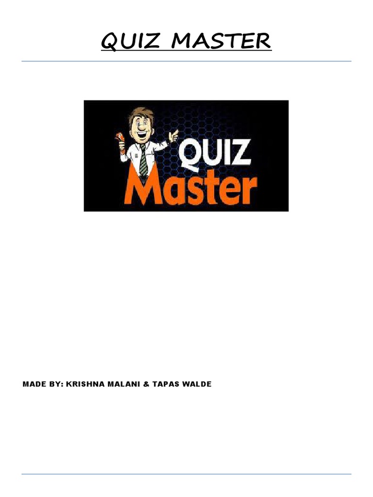 QUIZ MASTER.docx complete | PDF | Databases | Operating System