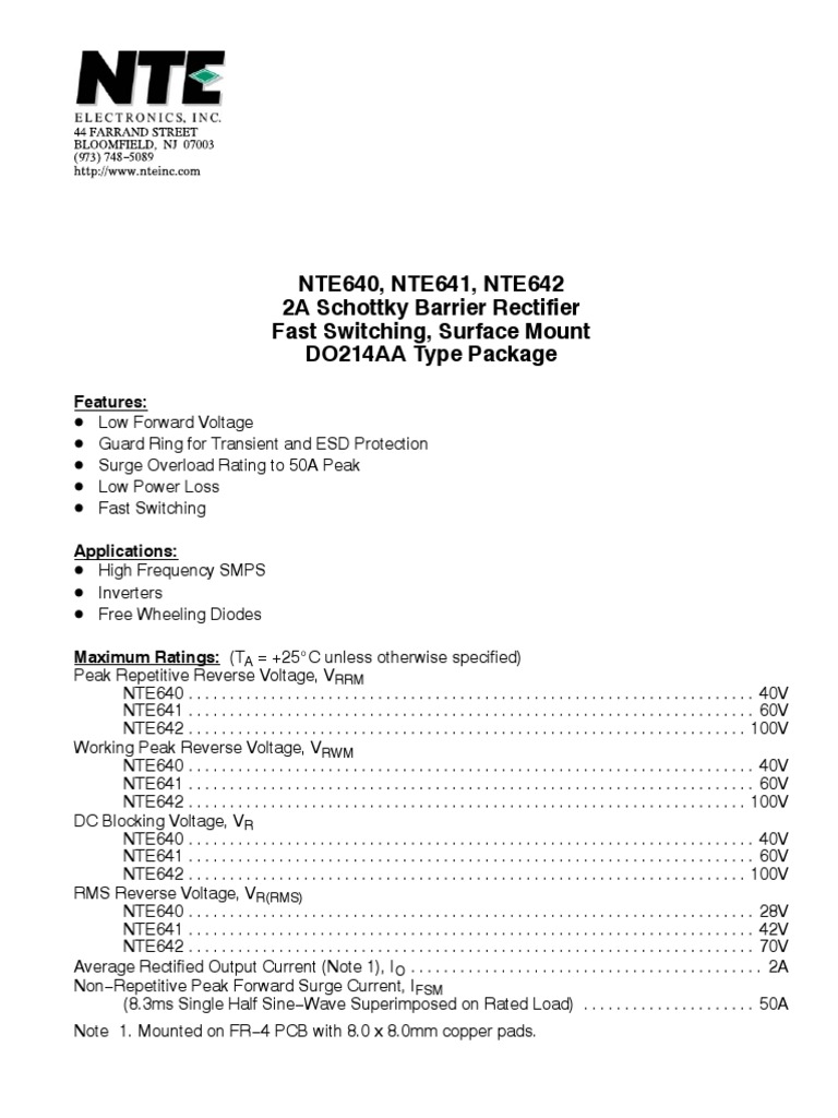 Diodo NTE 640 PUNTA LOGICA AUTEL. | PDF | Physical Quantities ...