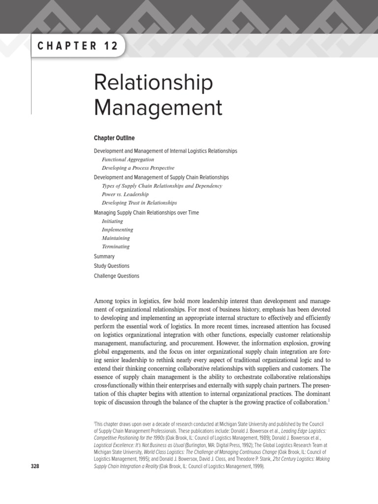 Chapter 12-13 Relationship & Performance MGT - Donald Bowersox, David Closs, M. Bixby Cooper ...