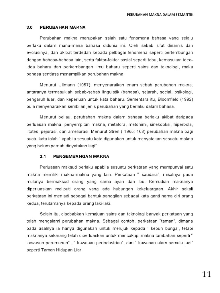 Senarai Perkataan Perubahan Makna | PDF