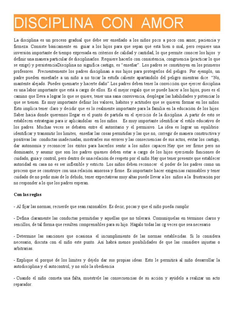 Taller - Disciplina con amor | PDF | Disciplinas | Comportamiento