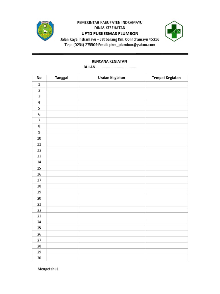 Form Rencana Kegiatan | PDF