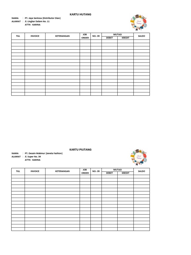Kartu Piutang & Hutang | PDF