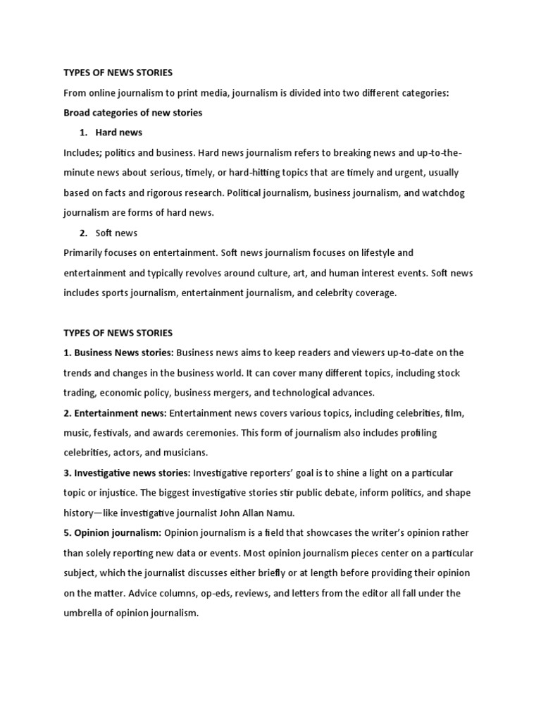 Week 7 - 8 Types of Broadcast News | PDF | Journalism | News