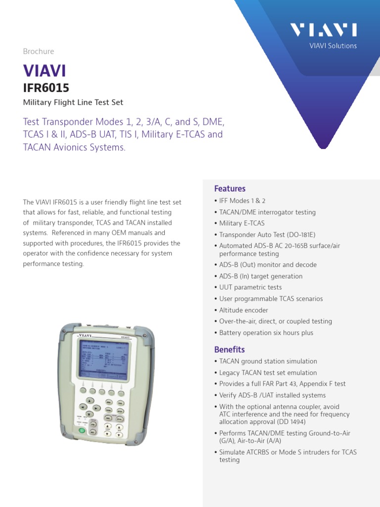 Ifr6015 Military Flight Line Test Set Brochures en | PDF | Transponder ...
