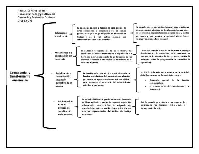 Cuadro Sinoptico Comprender y Transformar La Enseñanzanza | PDF | Socialización | Plan de estudios