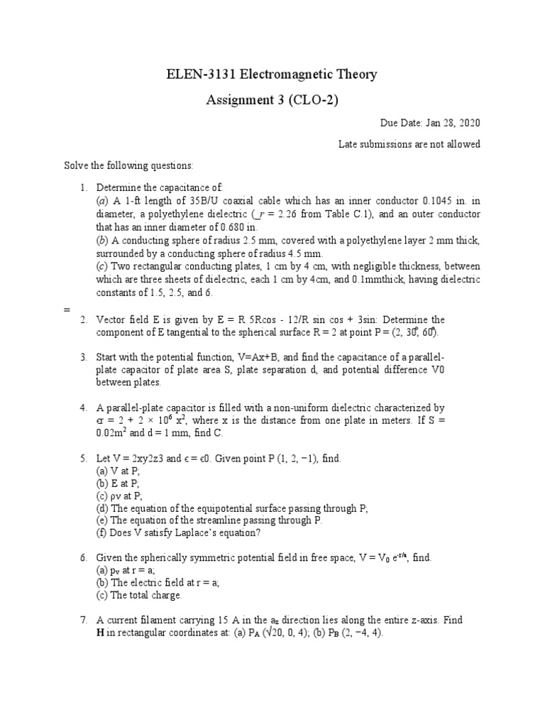 Assignment 3 EMT | PDF | Capacitance | Capacitor