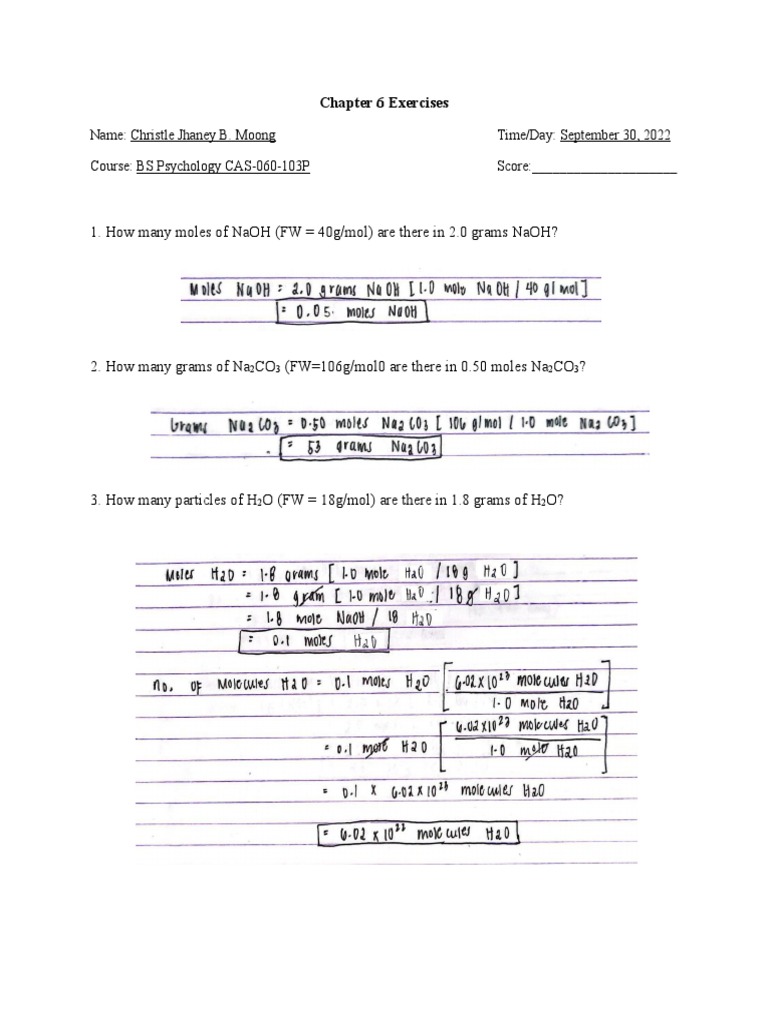 Moong - Practice Exercise 3 Stoichiometry Part I | PDF