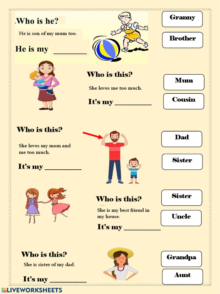 Family Members Worksheet | PDF | Family | Living Arrangements