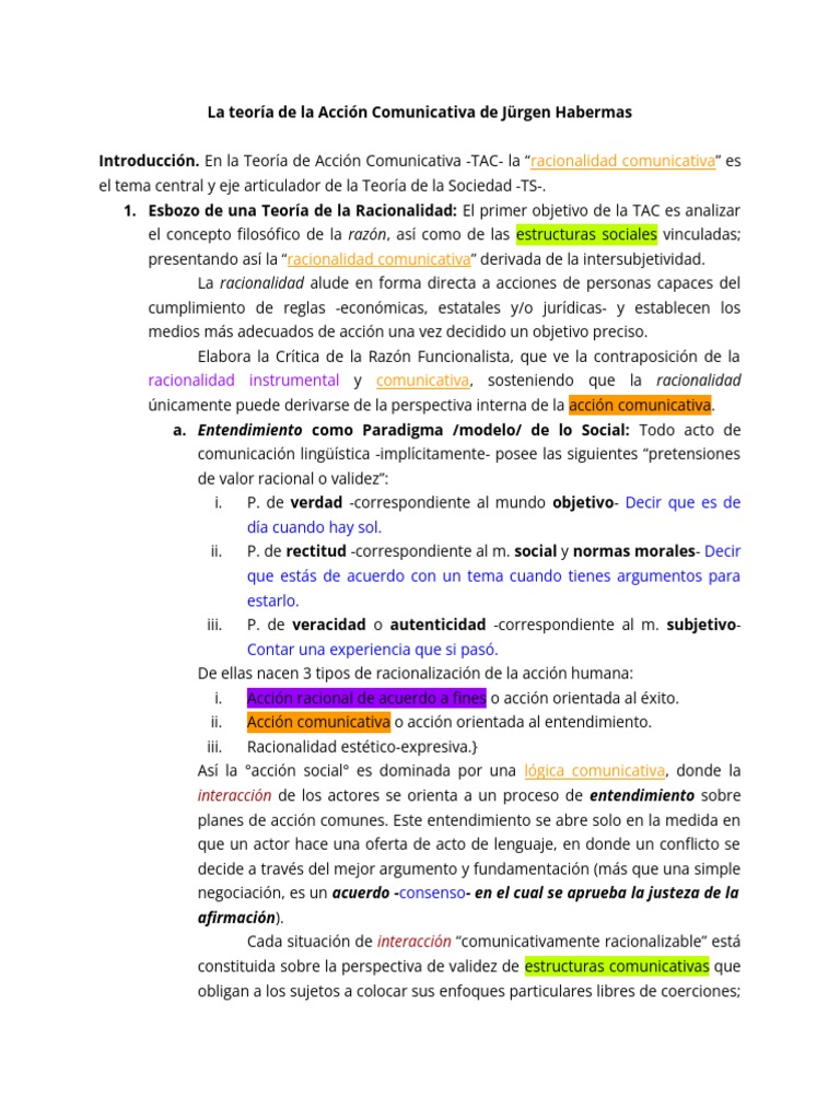 La Teoría De La Acción Comunicativa De Jürgen Habermas Pdf Jürgen