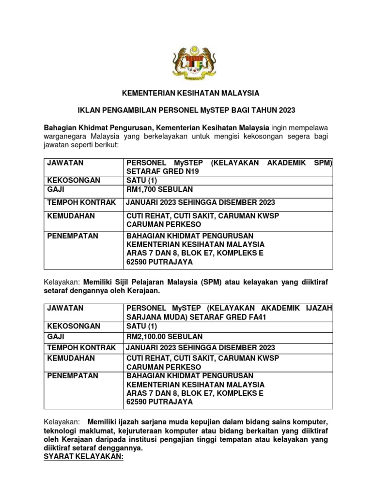 Iklan Personel Mystep BKP | PDF