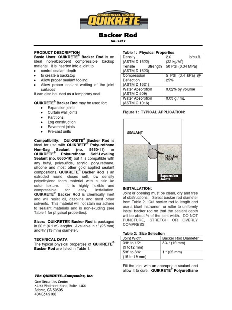 Data Sheet-Backerrod | PDF | Polyurethane | Silicone