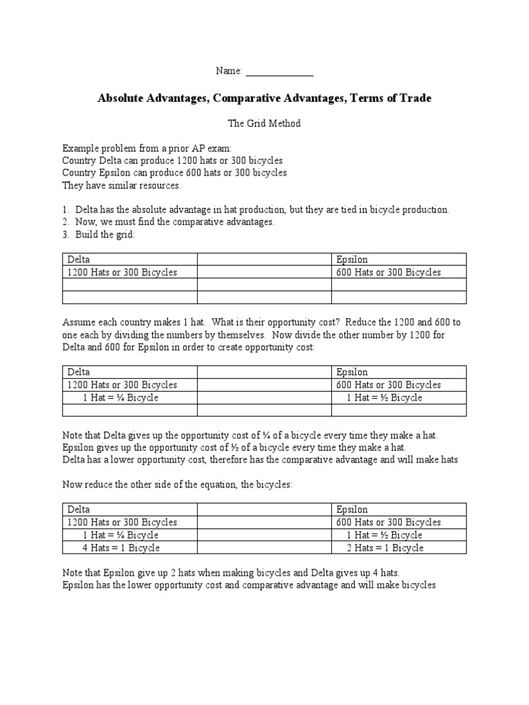 @Assignment-Absolute and Comparative Advantage | PDF | Opportunity Cost ...