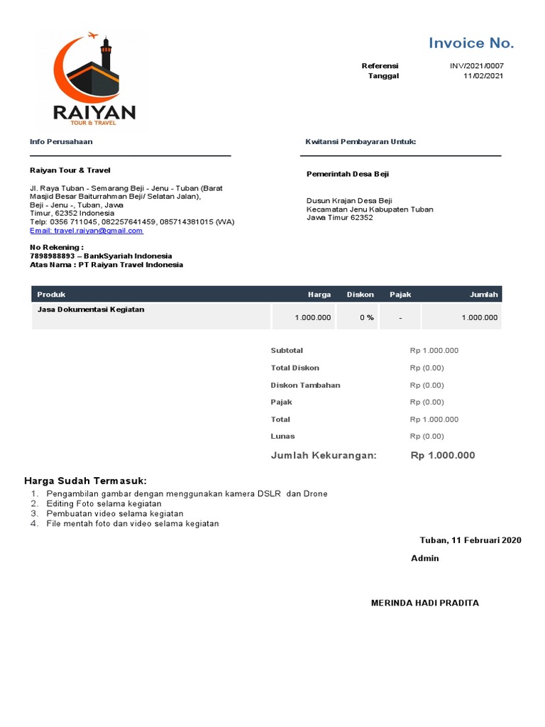 Invoice Jasa Dokumentasi Kegiatan | PDF