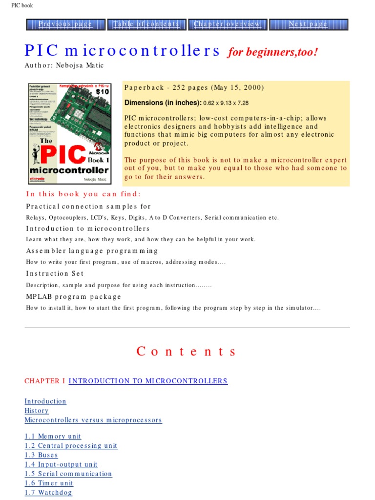 The PIC Micro Controller Book | PDF | Microprocessor | Microcontroller