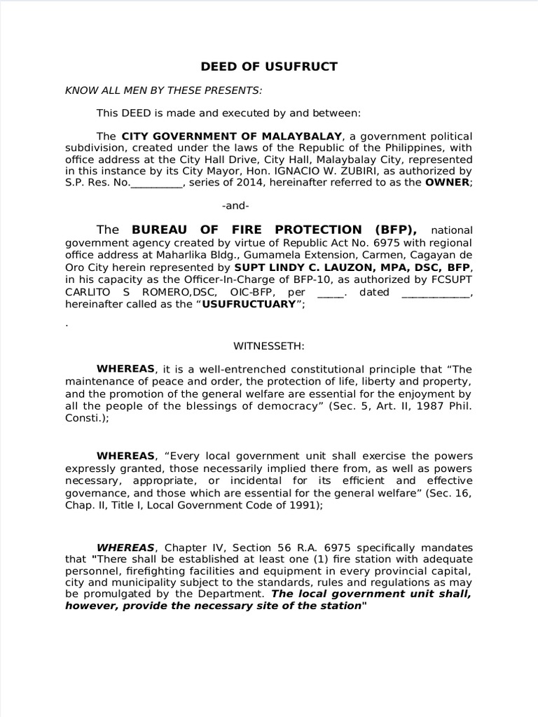 Dokumen - Tips - Deed of Usufruct | PDF | Public Law | Common Law