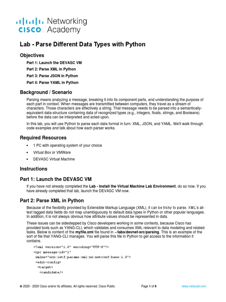 3.6.6 Lab - Parse Different Data Types With Python | PDF | Xml | Parsing 3.6.6 Lab - Parse Different Data Types With Python | PDF | Xml | Parsing
