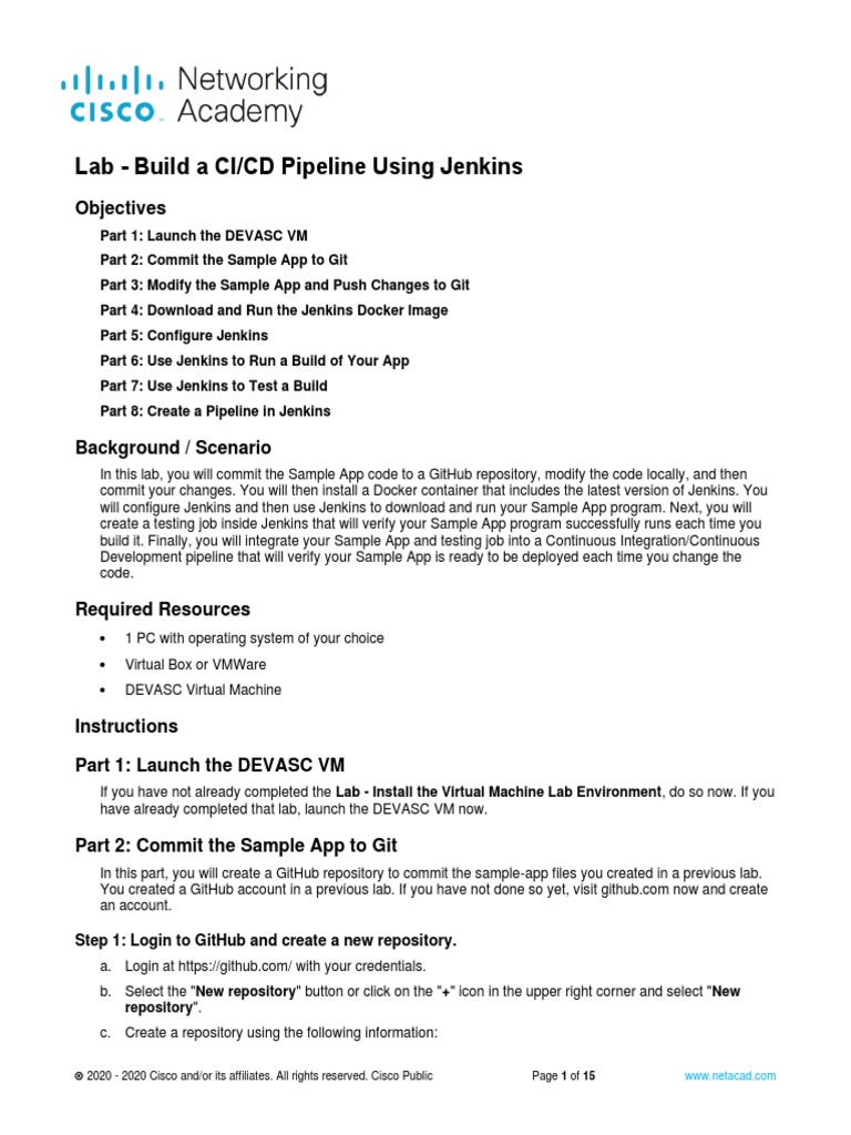 6.3.6 Lab - Build A CI-CD Pipeline Using Jenkins | PDF | Virtual Machine | Superuser