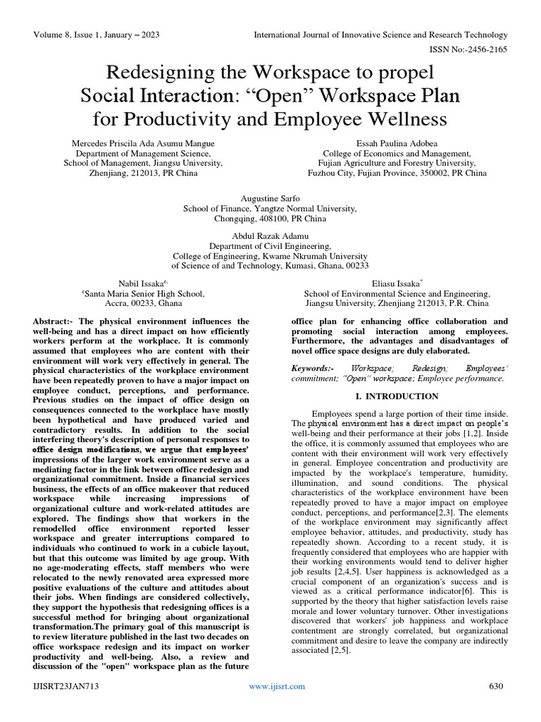 Redesigning The Workspace To Propel Social Interaction "Open" Workspace ...